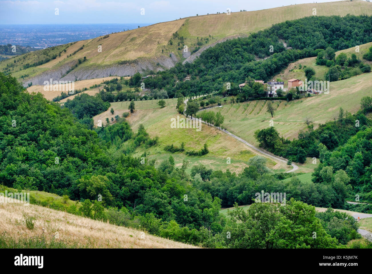 Summer landscape along the road from Maranello to Serramazzoni (Modena, Emilia Romagna, Italy ...