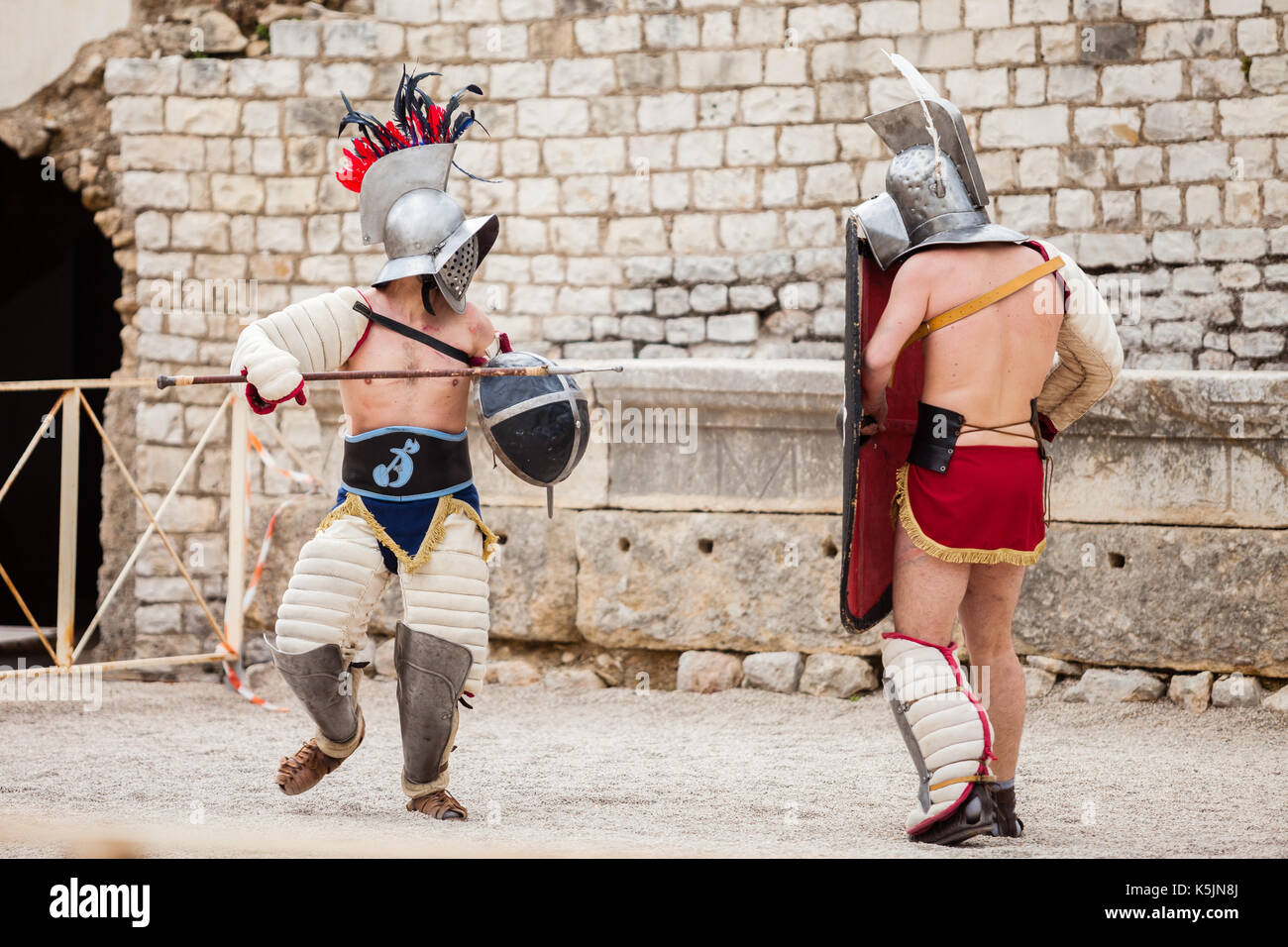 Gladiators fighting in Tarragonas coliseum Stock Photo - Alamy