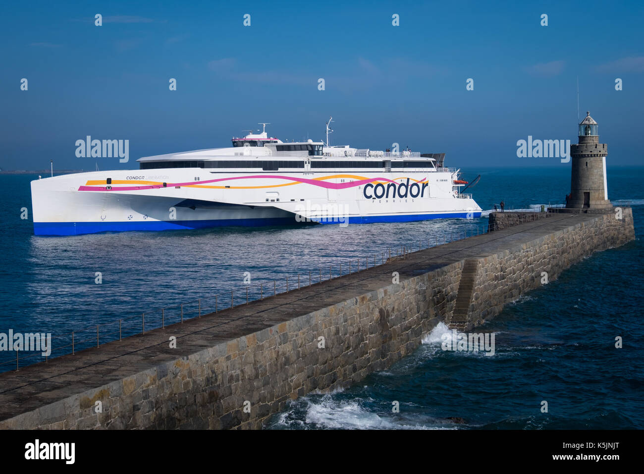 A view of the cross channel ferry, Condor Liberation in St Peter Port ...