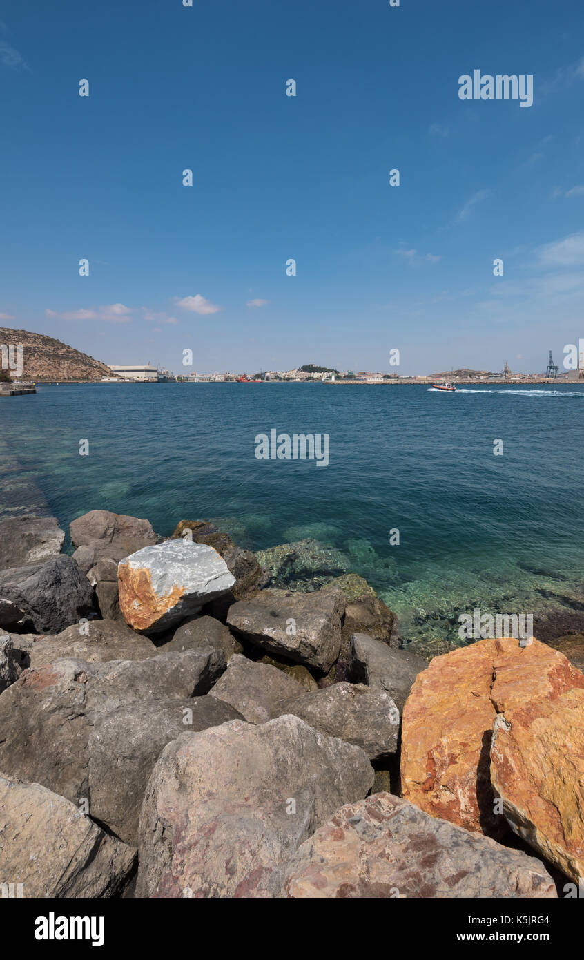 Cartagena bay, Cartagena city is in the background, Murcia, Spain Stock ...