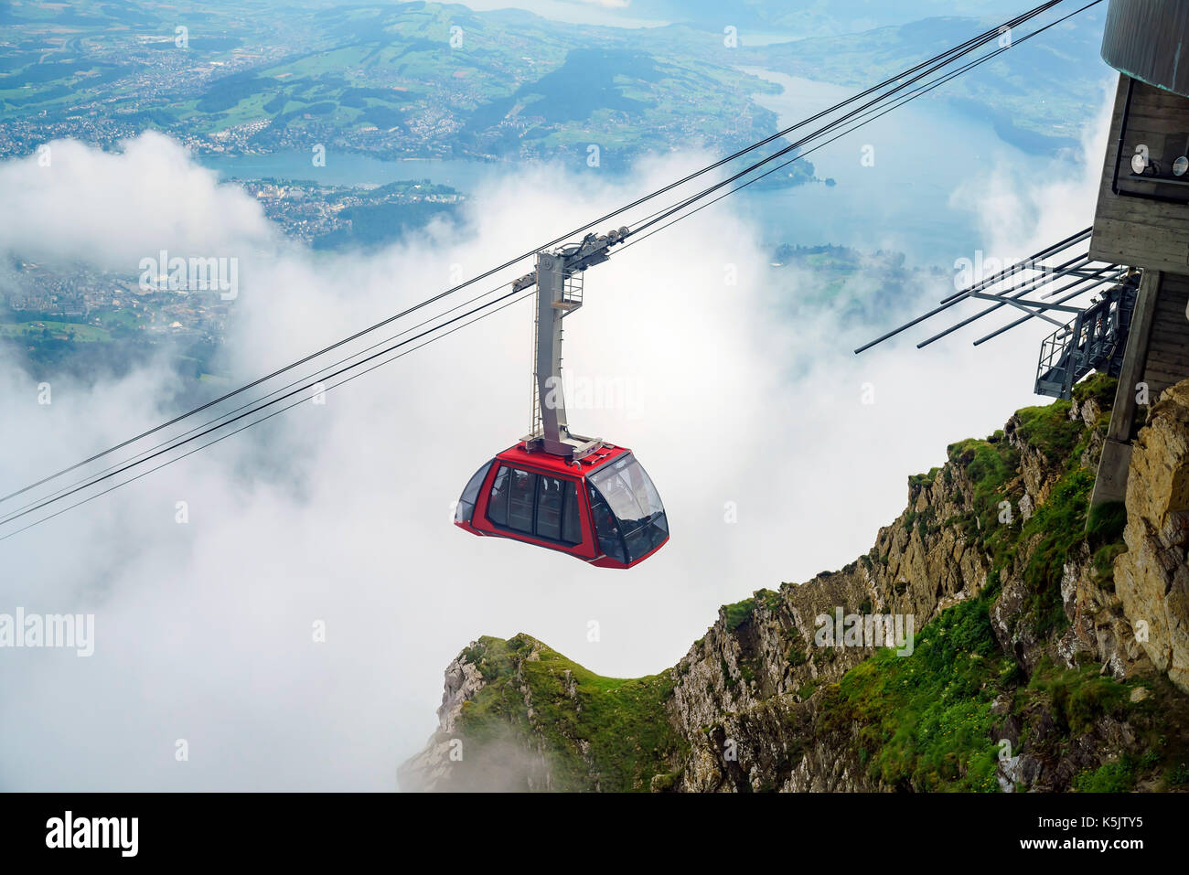 The new and beautiful aerial cable car - Dragon Ride at Mount Pilatus ...