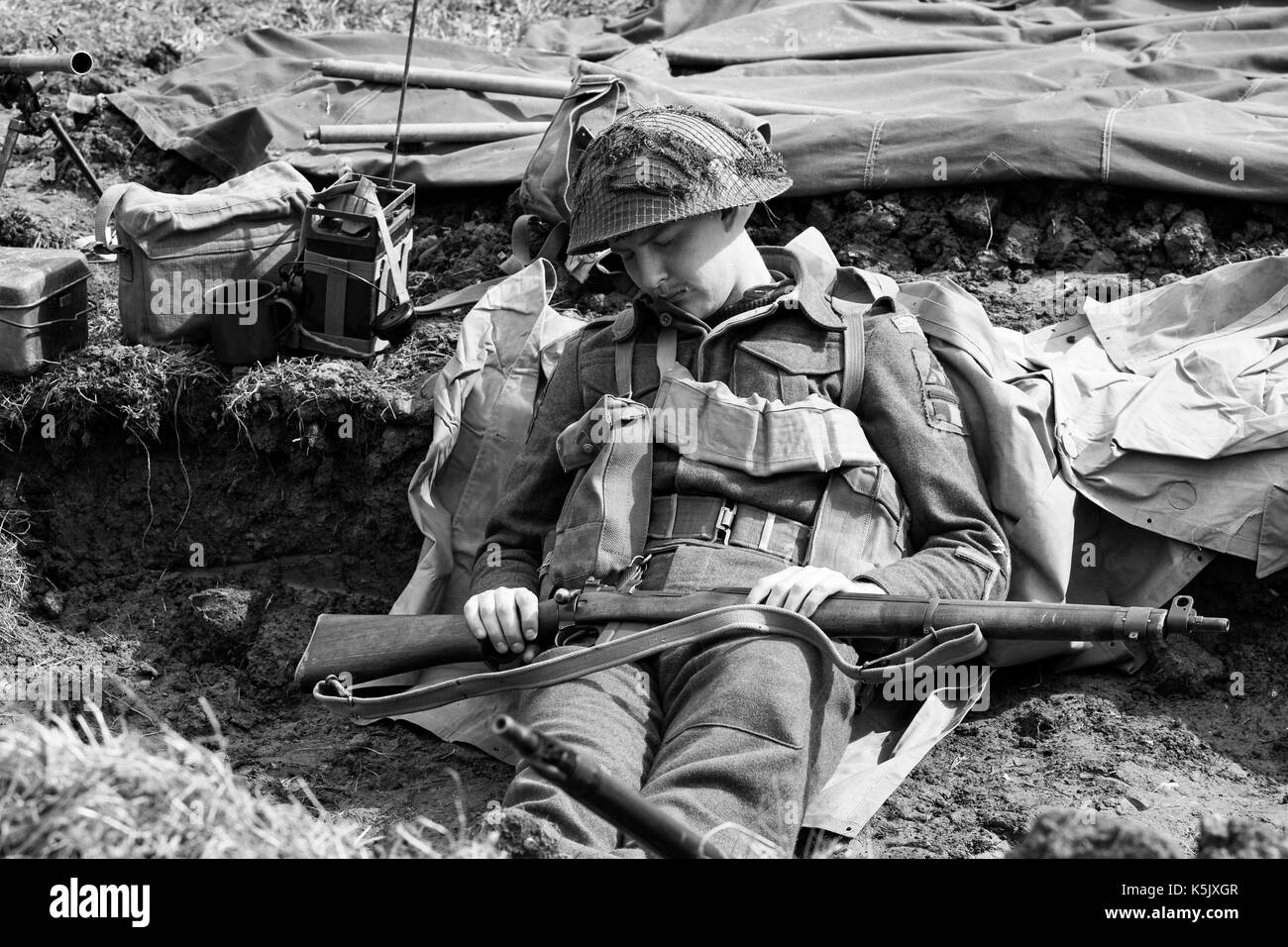 sleeping in the trenches Stock Photo - Alamy