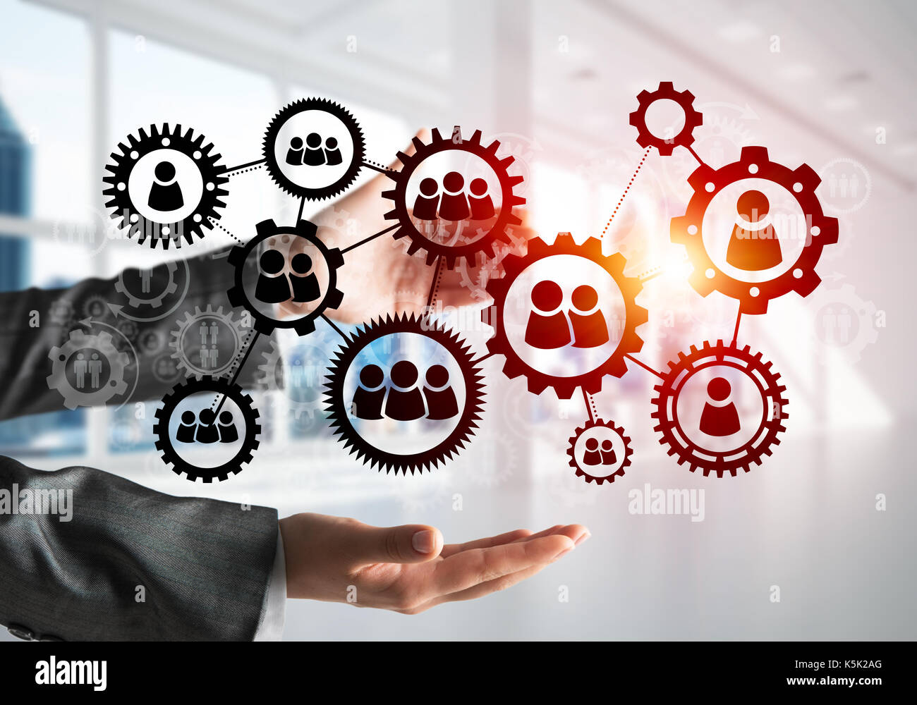 Cogwheels and gears mechanism as social communication concept Stock ...