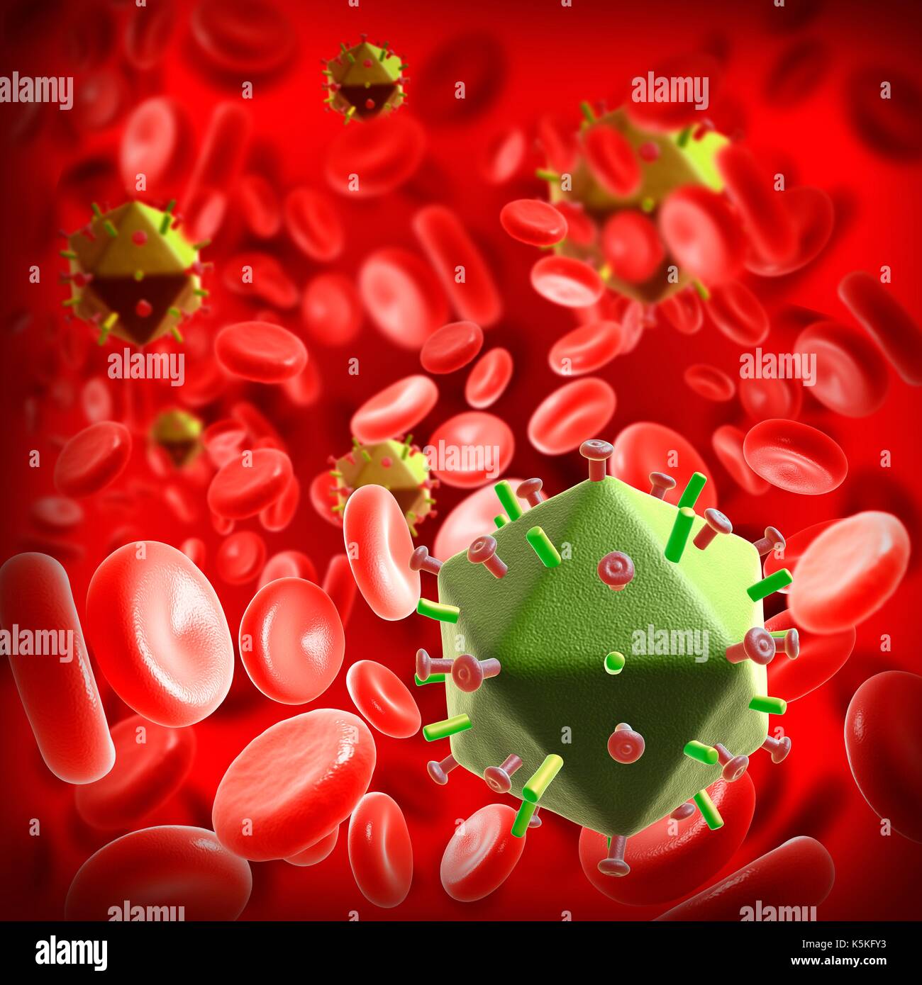 Illustration of HIV virus particles in the blood Stock Photo - Alamy