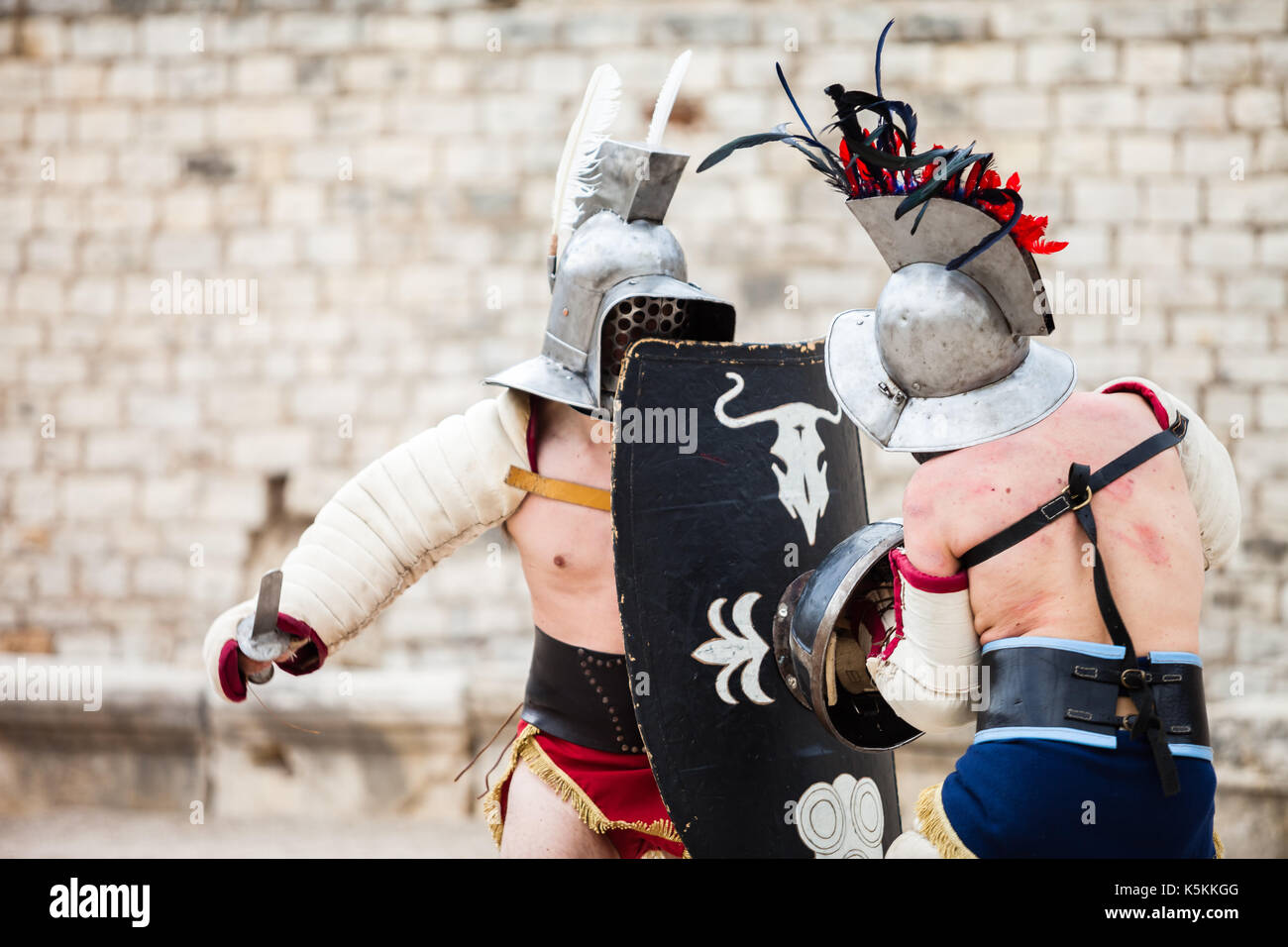 Gladiators fighting in Tarragonas coliseum Stock Photo - Alamy