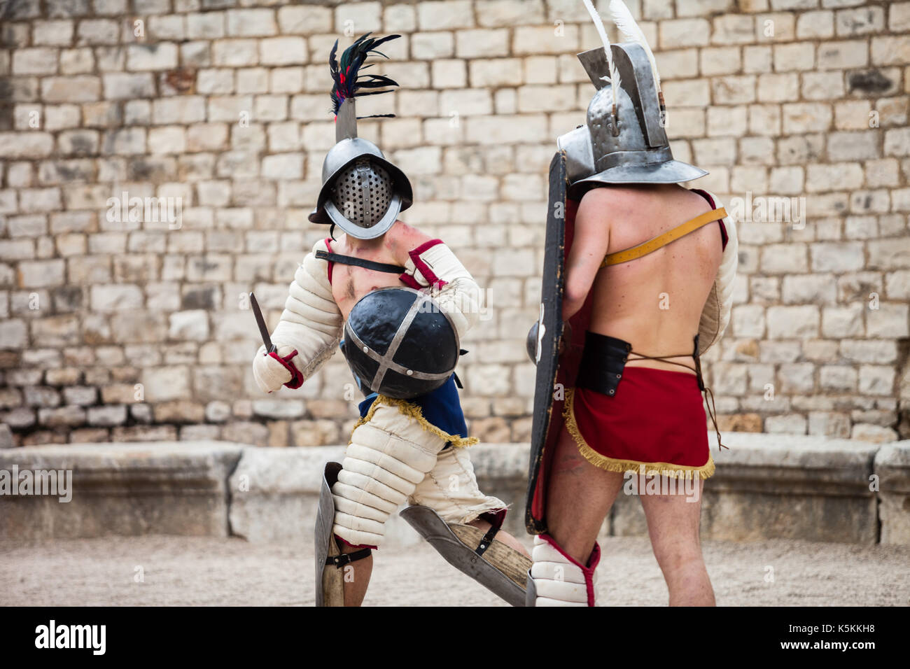 Gladiators fighting in Tarragonas coliseum Stock Photo - Alamy