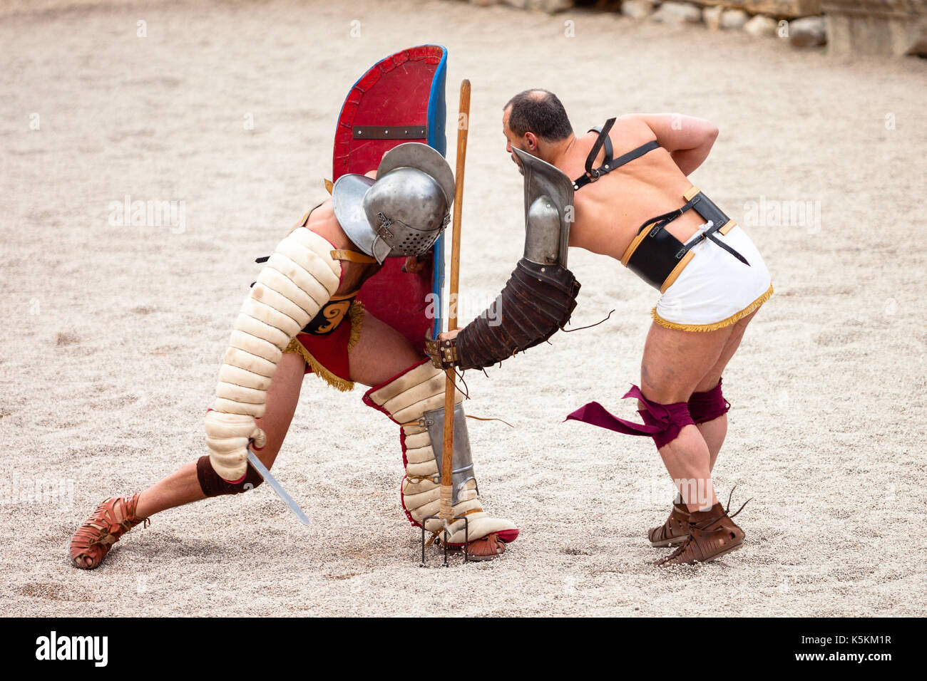 Gladiators fighting in Tarragonas coliseum Stock Photo - Alamy