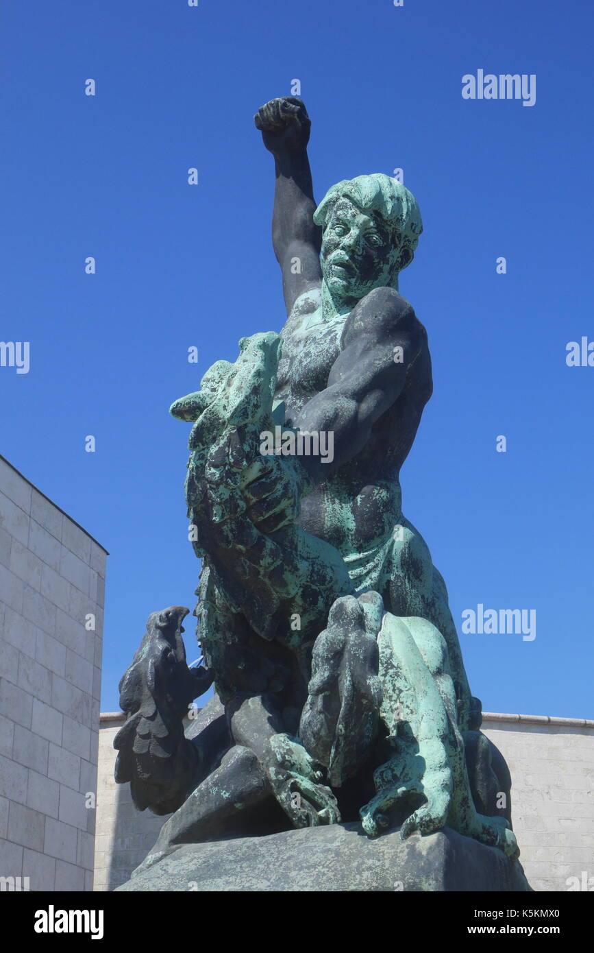 Statue of St George slaying the dragon, at the base of the Liberty ...