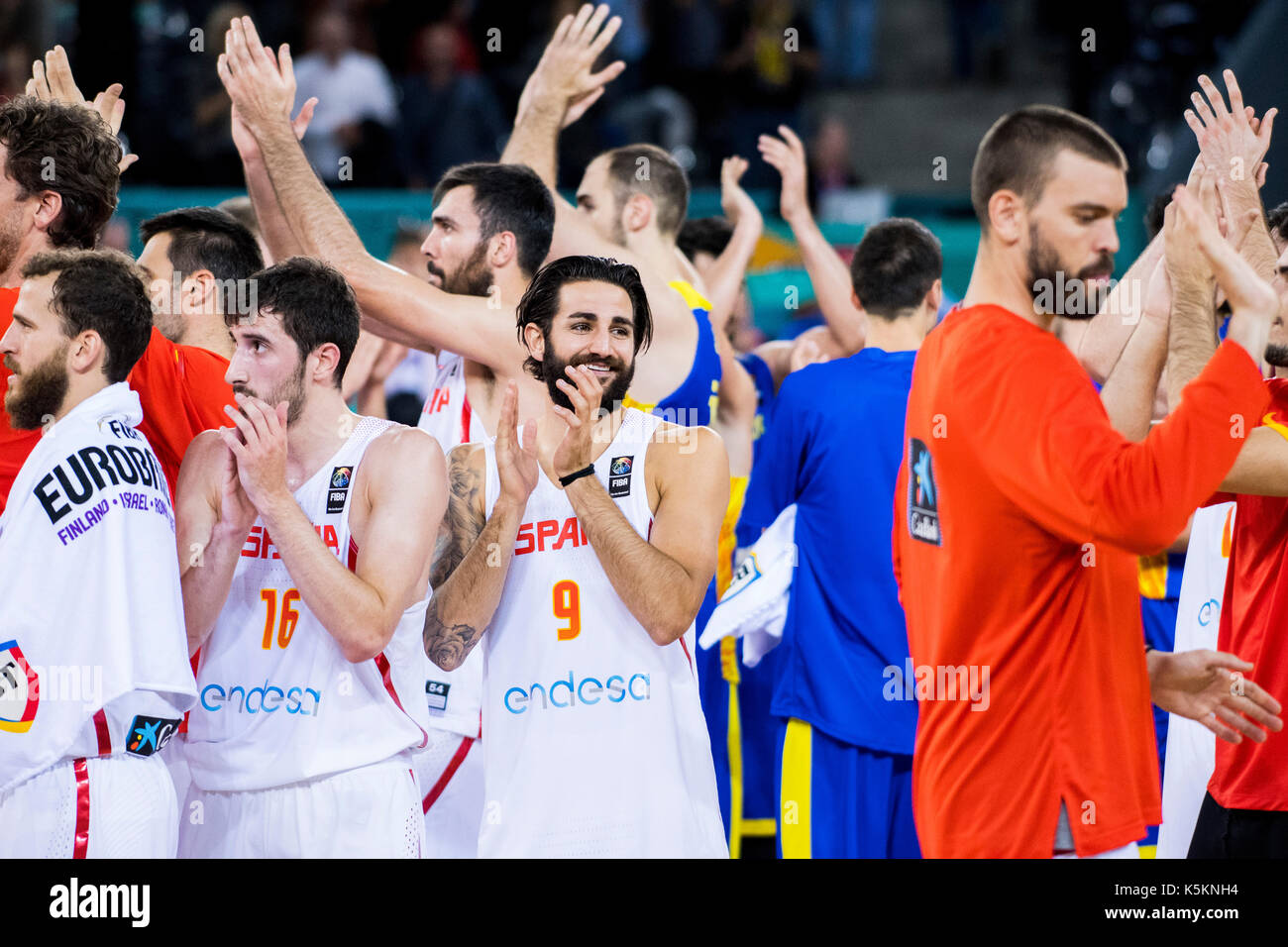 September 4, 2017: Guillem Vives #16 (ESP) Ricky Rubio #9 (ESP) Marc ...