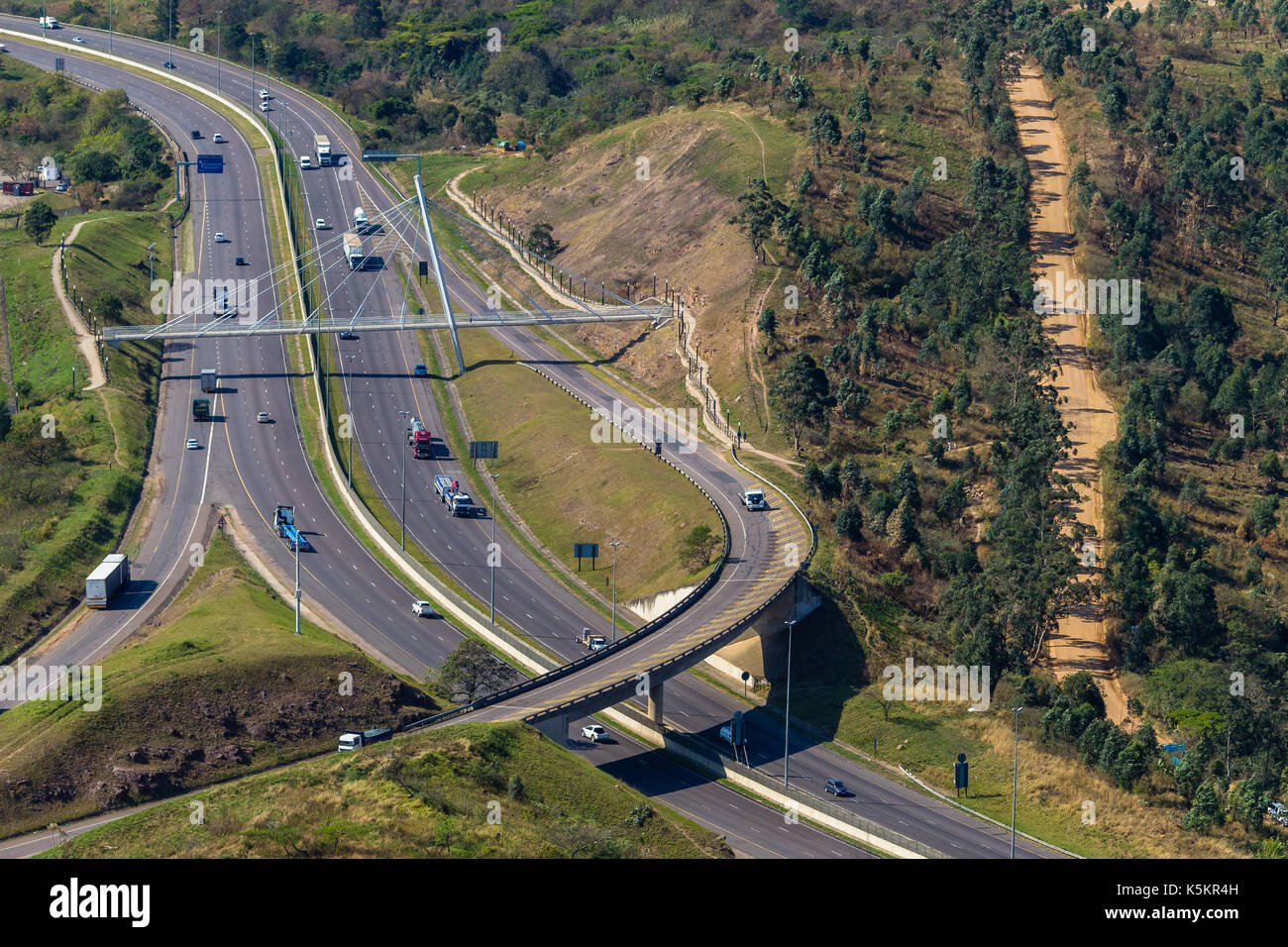 Highway Marianhill Road N2 Route birds-eye overlooking vehicles ...