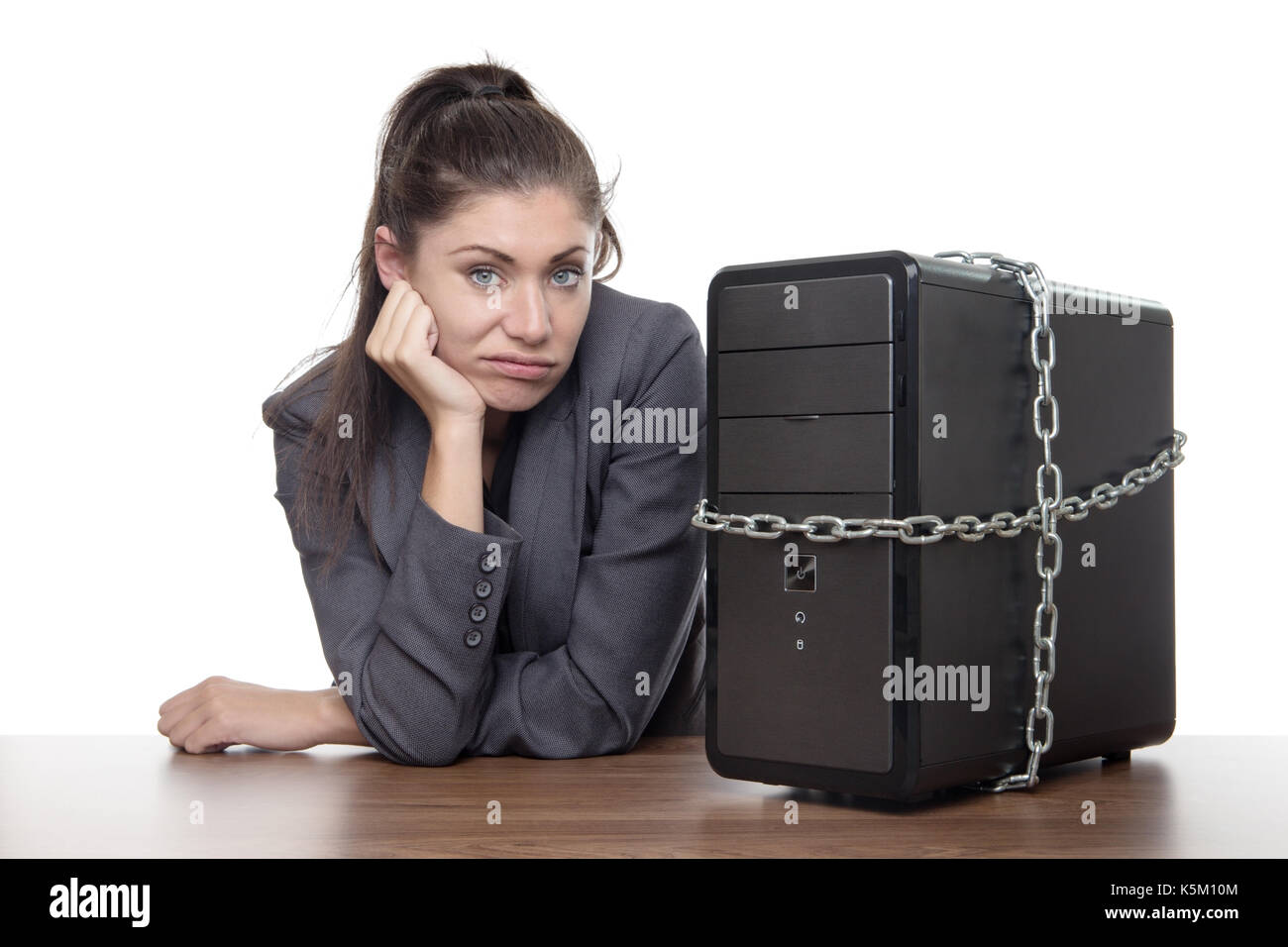 Business woman chained up hi-res stock photography and images - Alamy