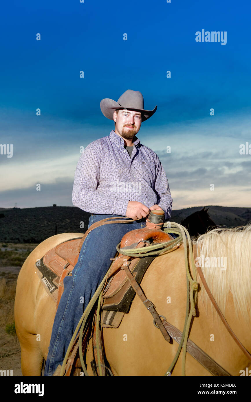 Cowboy at Rodeo Stock Photo - Alamy