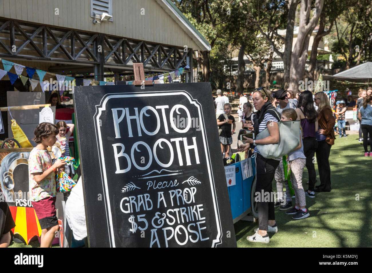Australian school fete with the traditional photo booth stall, Sydney ...