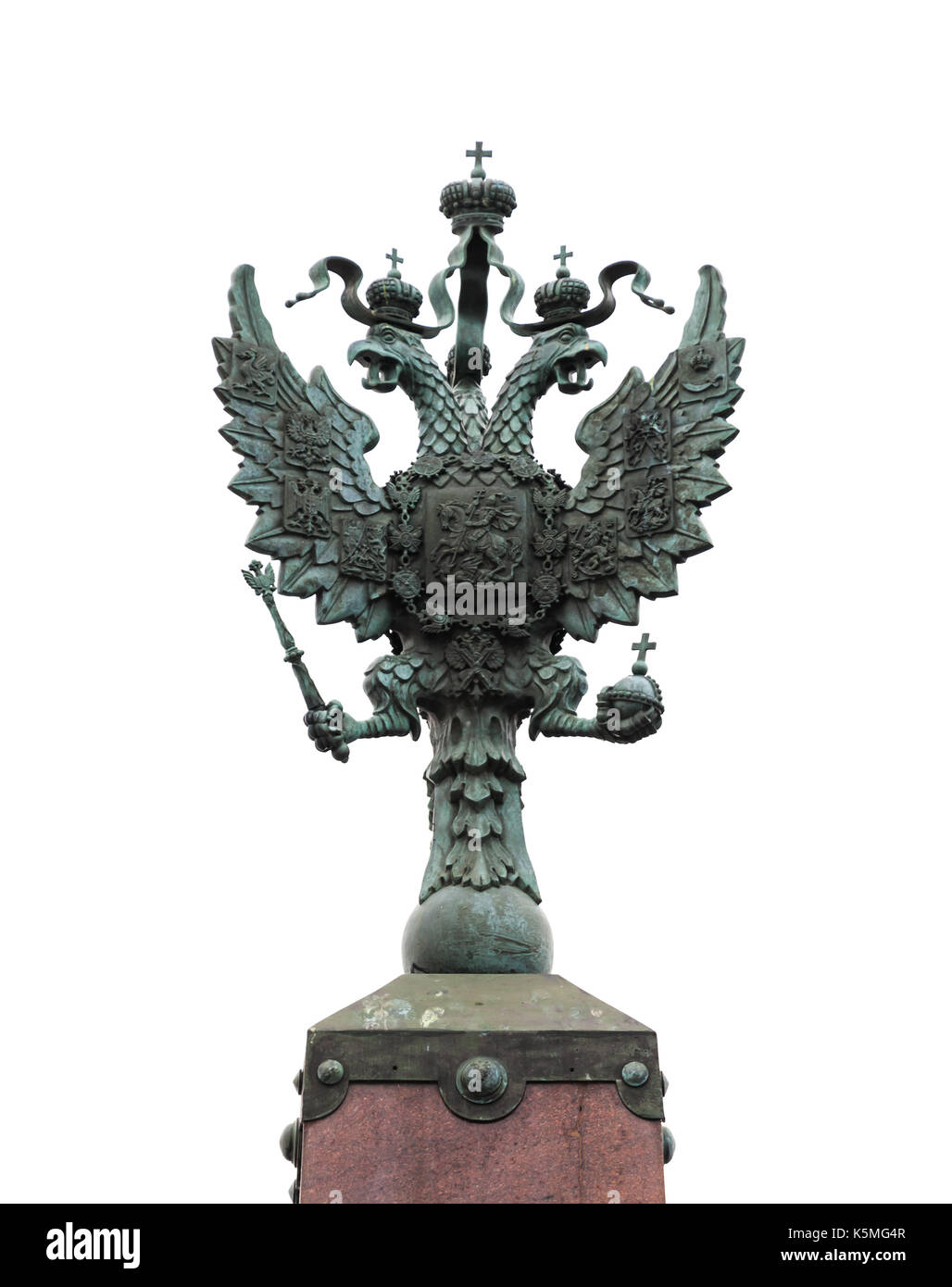 Two-headed eagle, Russian coat of arms isolated on white. Symbol of ...