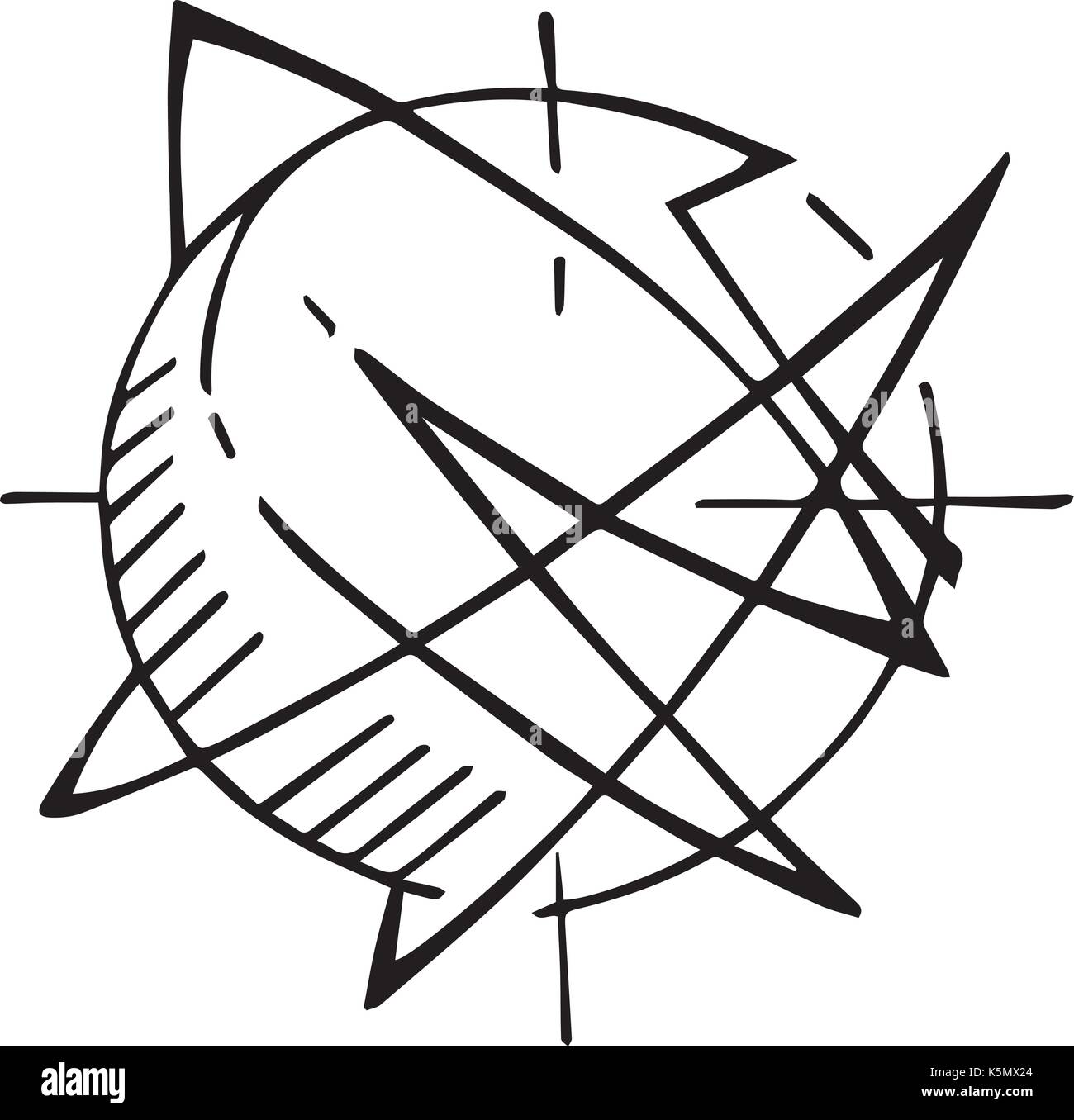 Hand drawn vector illustration or ink drawing of an abstract planet or ...