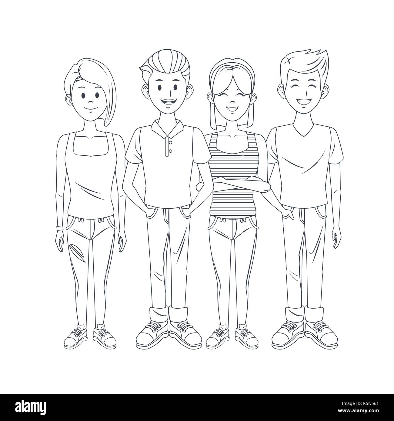 Young friends cartoon Stock Vector Image & Art - Alamy