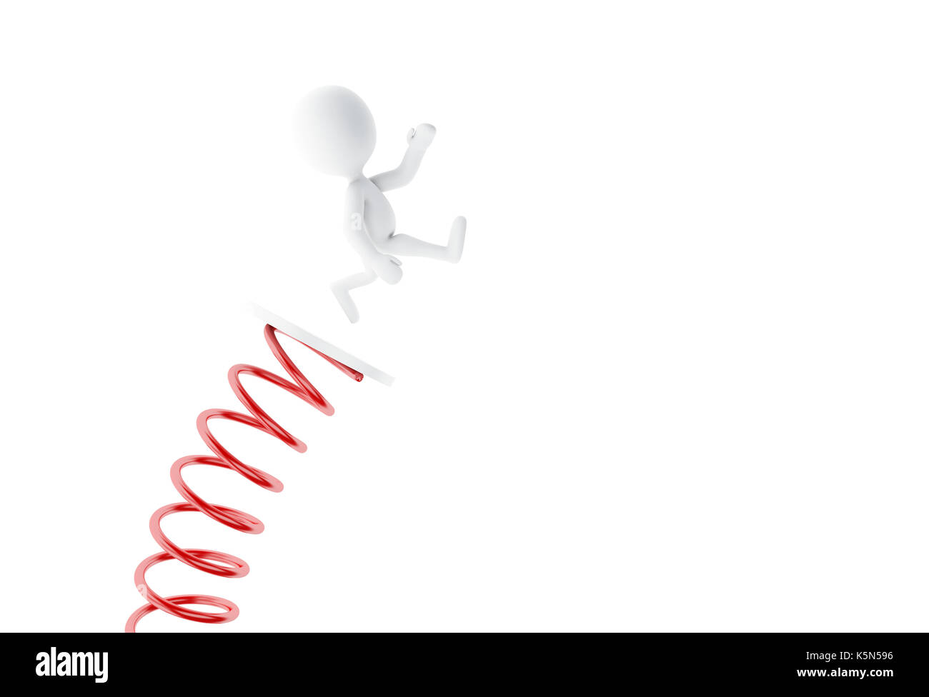 3d illusrtaion. White people jumping on springboard. Success in ...