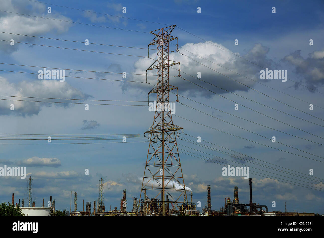 oil refining plant for gasoline Refining plant industrial background ...