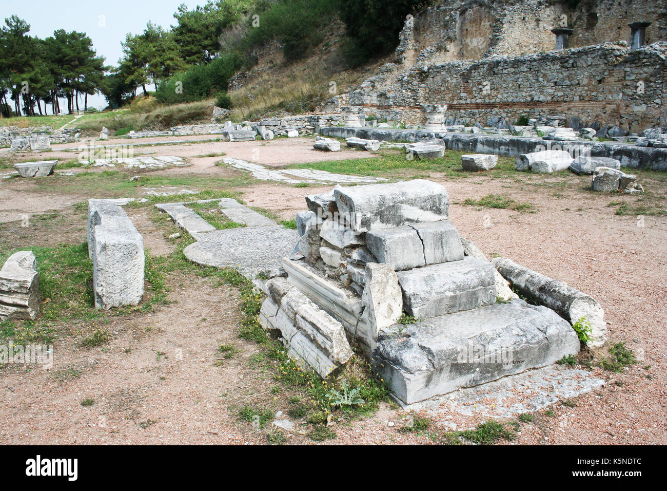 Philippi Archaeology Site (Basillica A, dated 500 AD).These ruins from ...