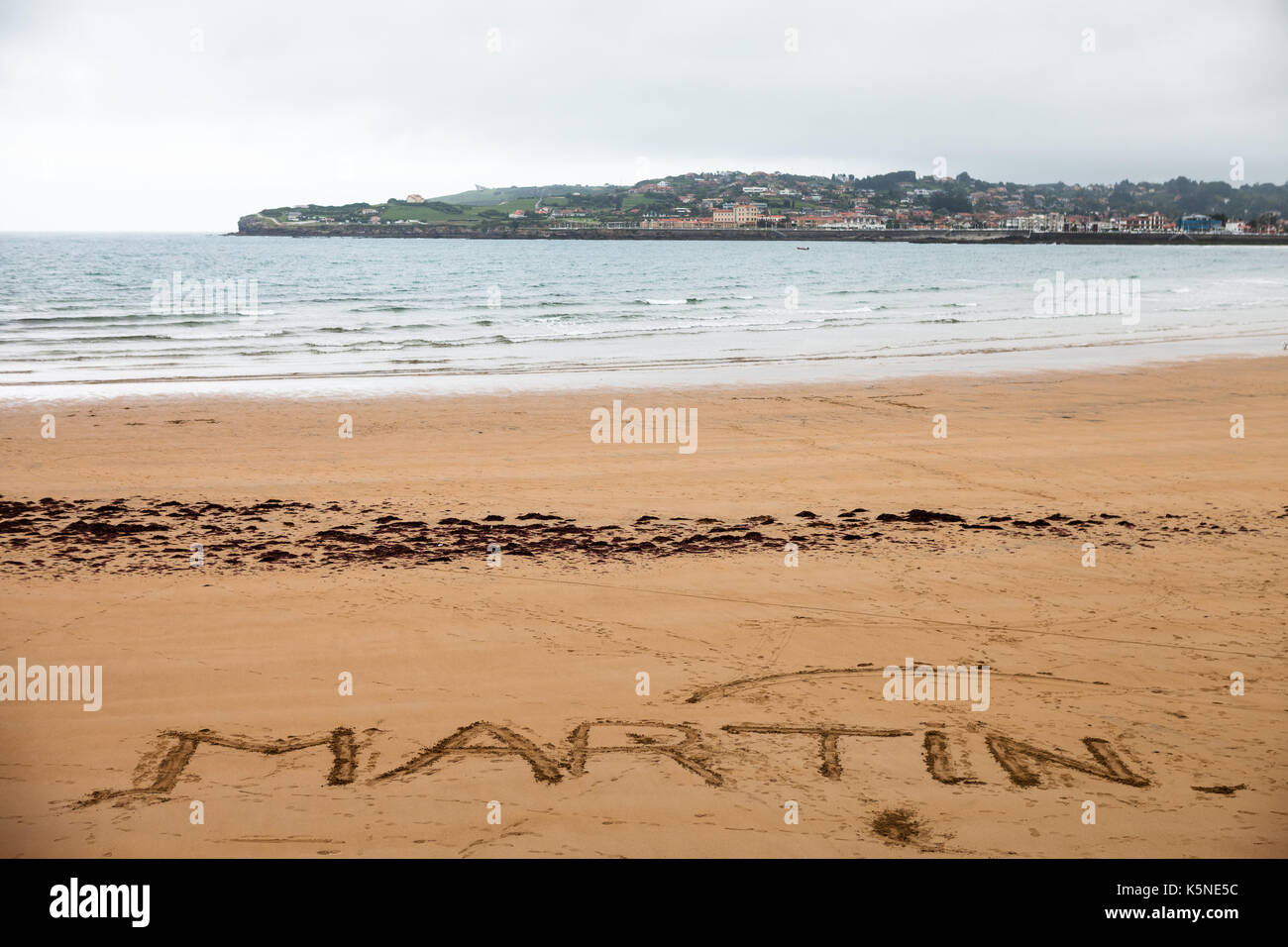 Martin written in sand Stock Photo - Alamy