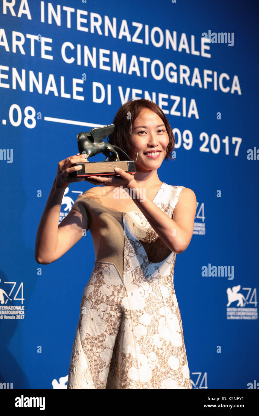 Venice, Italy. 09th Sep, 2017. Gina Kim poses with the Best VR Story ...
