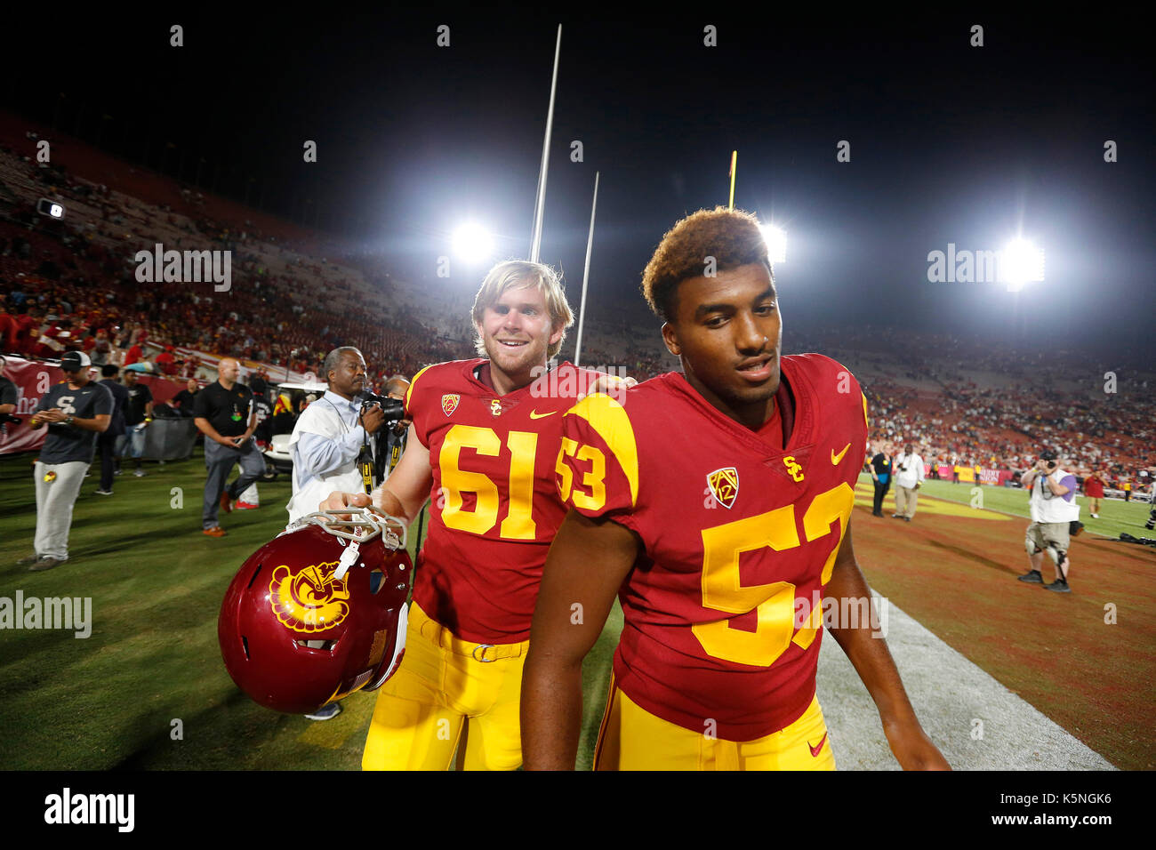 September 09, 2017 USC Trojans long snapper Jake Olson #61 celebrates ...