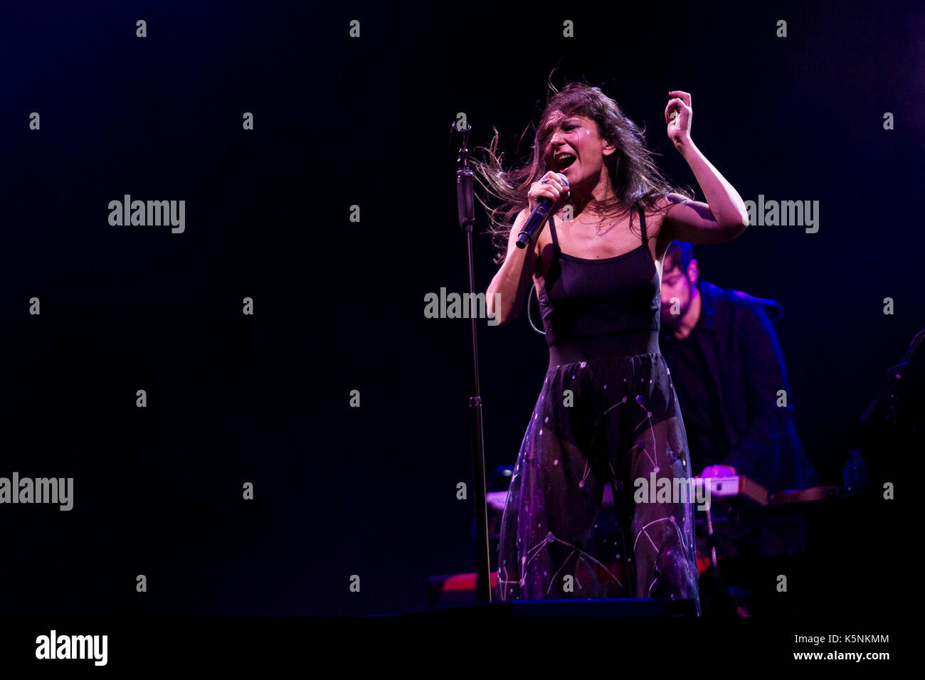 Eva Amaral of Amaral performs on stage in Nocturnal tour at village of ...