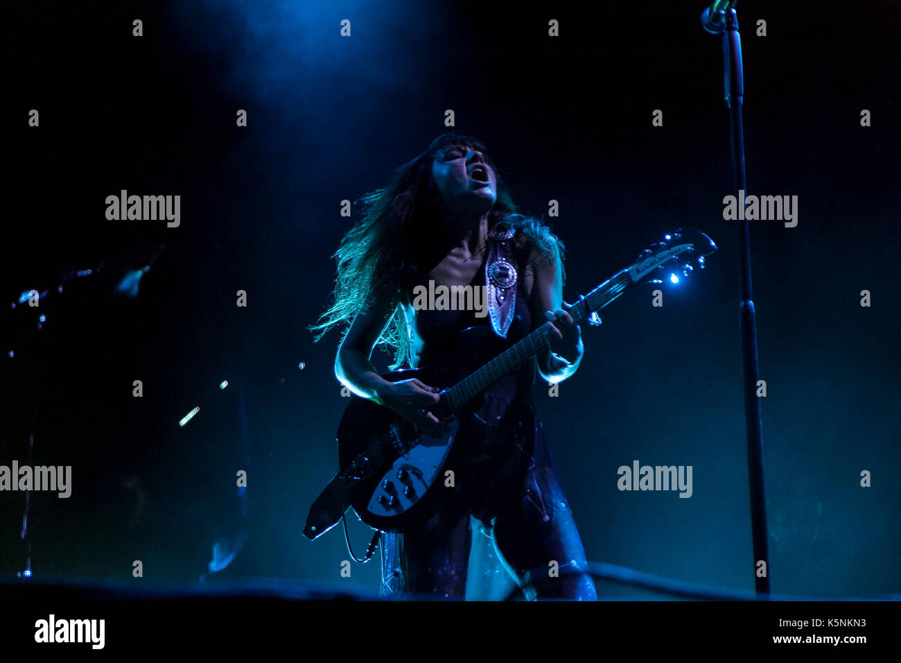 Eva Amaral of Amaral performs on stage in Nocturnal tour at village of ...