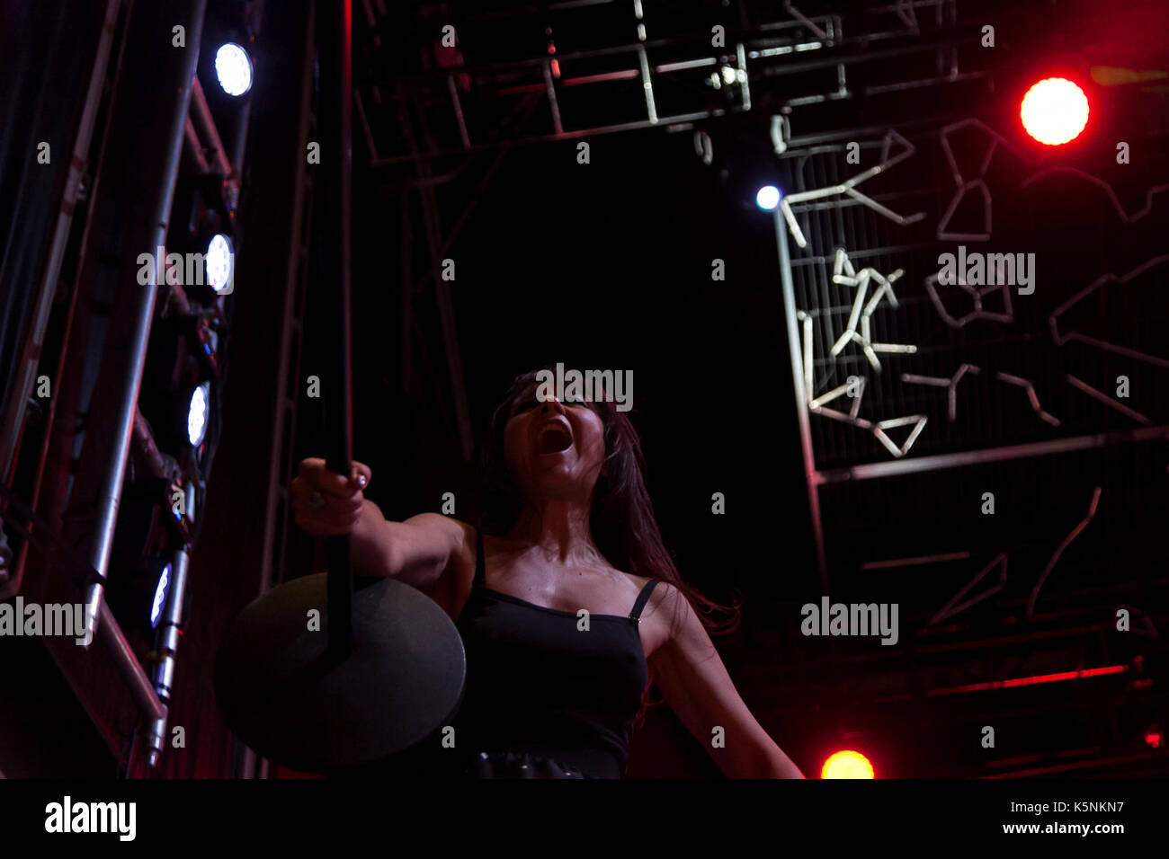 Eva Amaral of Amaral performs on stage in Nocturnal tour at village of ...