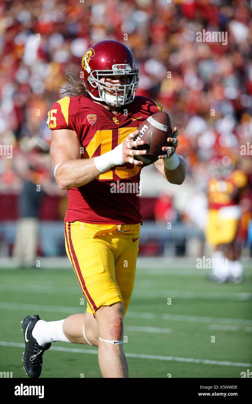 September 09, 2017 USC Trojans linebacker Porter Gustin #45 in action ...