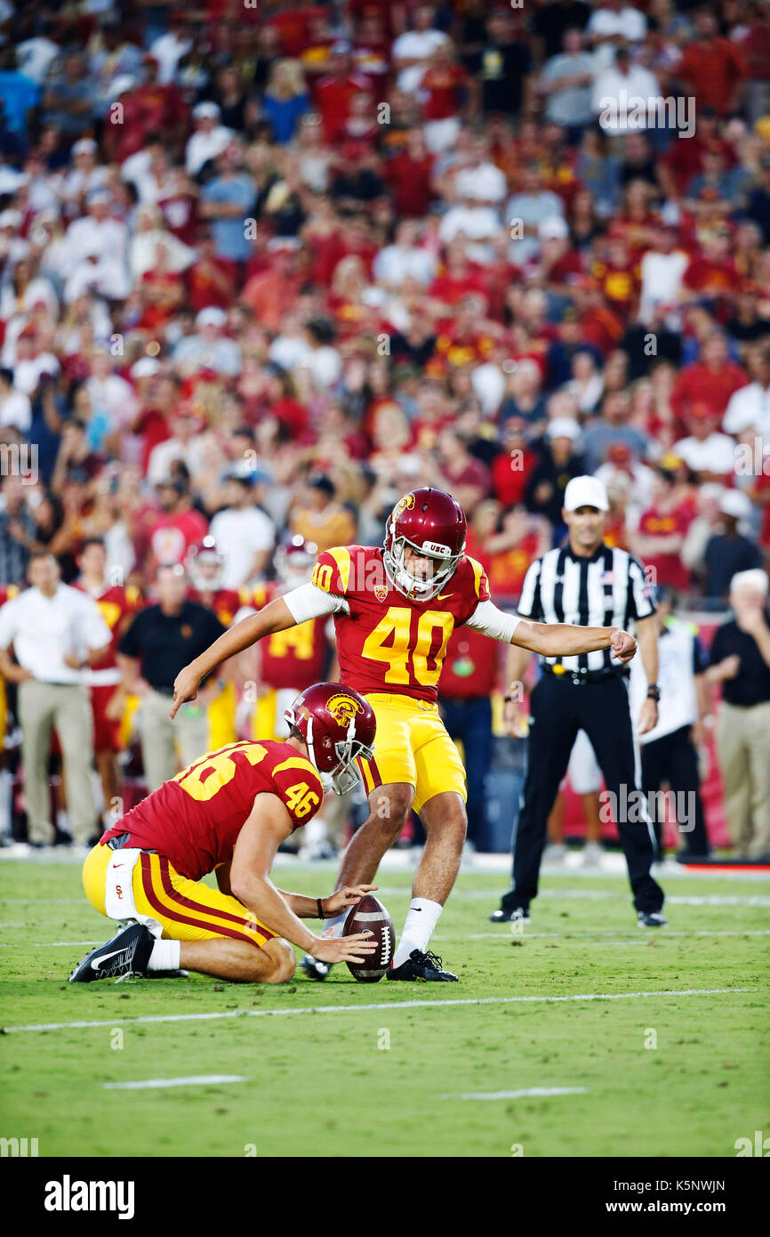 September 09, 2017 USC Trojans place kicker Chase McGrath #40 kicks an ...