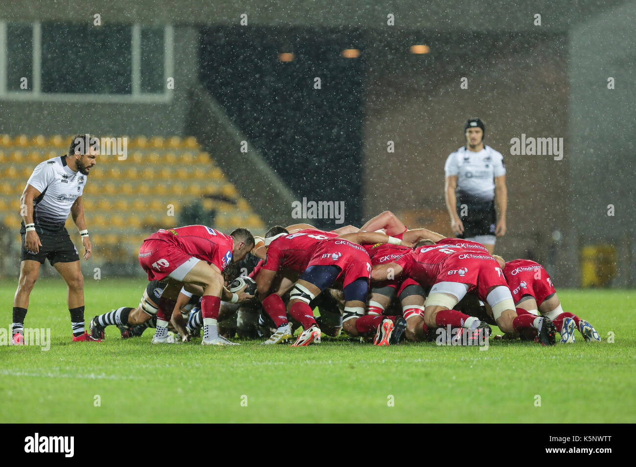 Parma, Italy. 9th September 2017. Scarlets' scrum half Gareth Davies ...