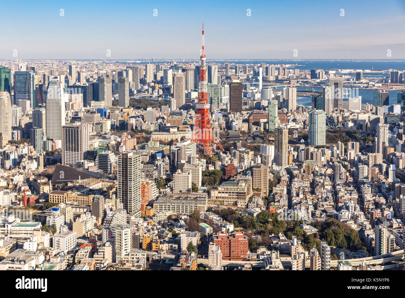Tokyo Tower with skyline in Tokyo Japan Stock Photo - Alamy