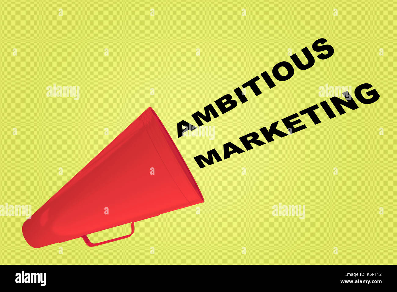 3D illustration of "AMBITIOUS MARKETING" title flowing from a ...
