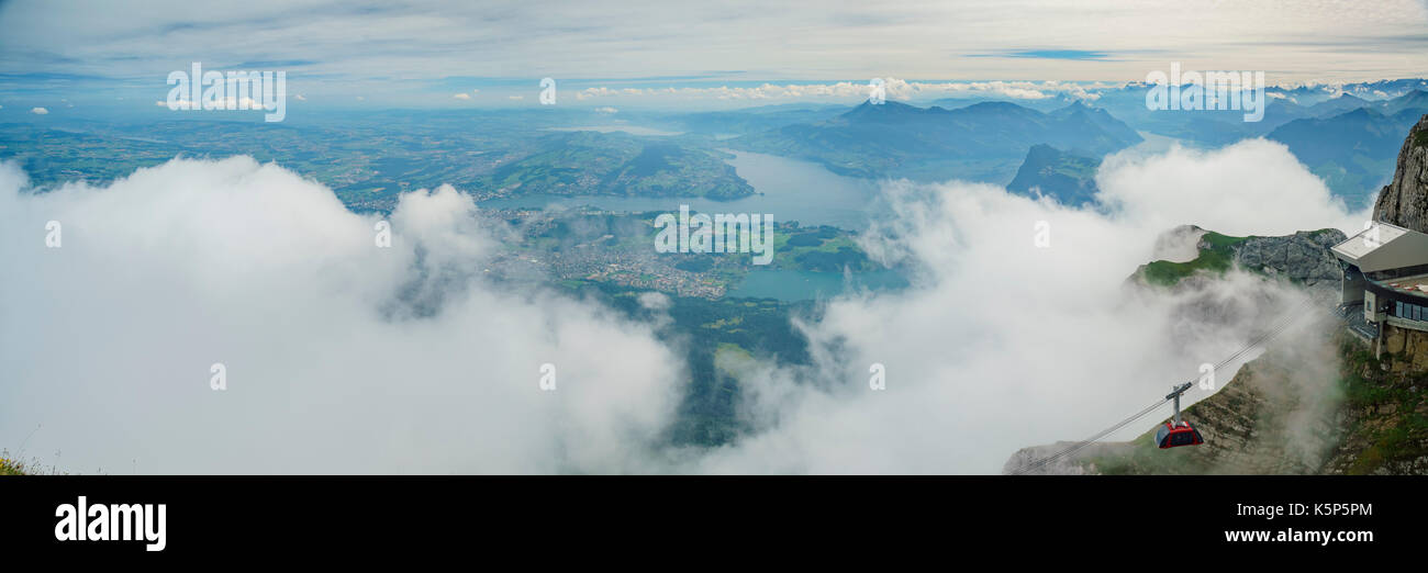 The new and beautiful aerial cable car - Dragon Ride at Mount Pilatus ...