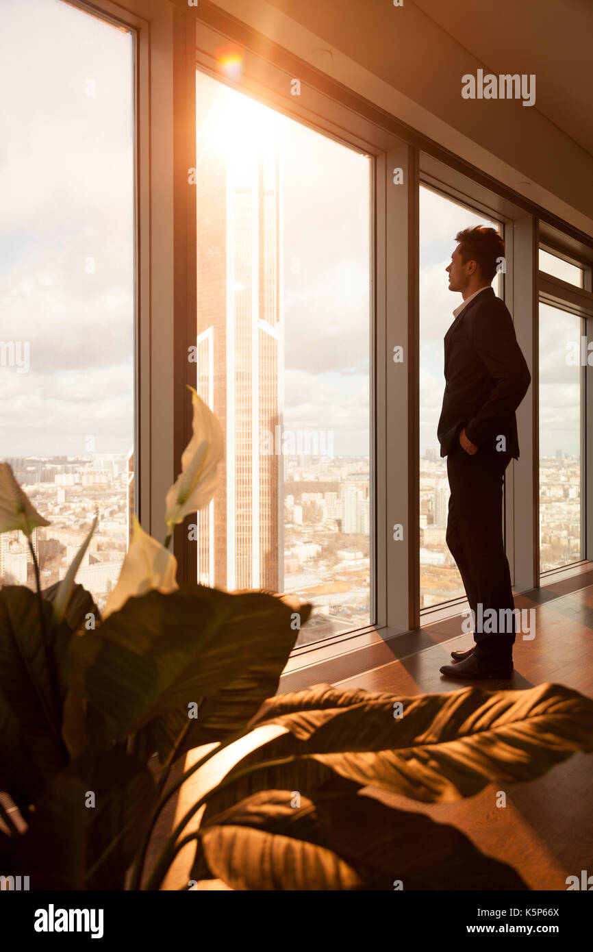CEO dreaming of success while looking at window Stock Photo - Alamy