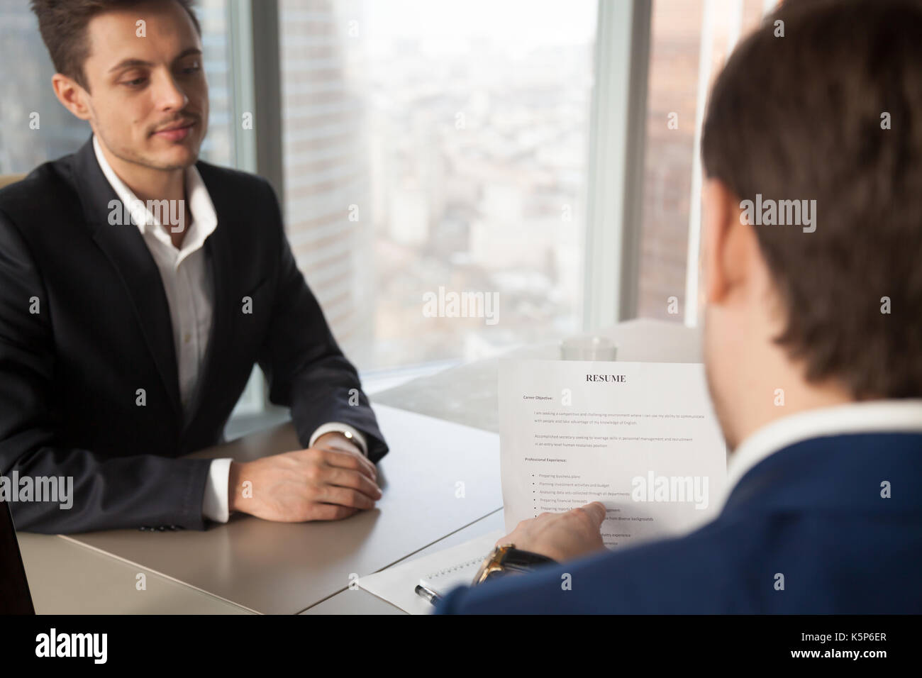 HR manager asking applicant about work experience Stock Photo - Alamy