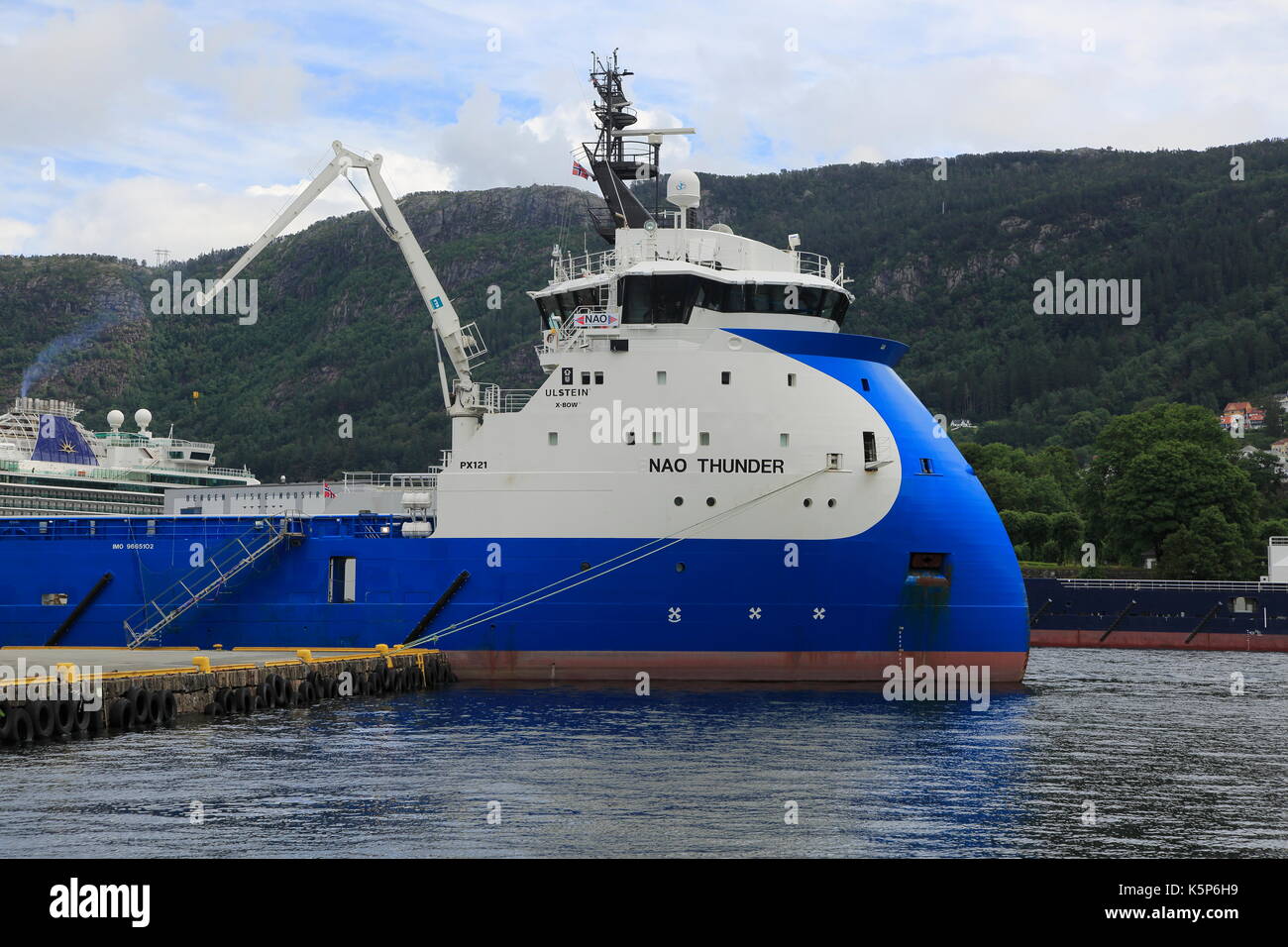 Nao Thunder supply vessel ship in the harbour, city of Bergen, Norway ...