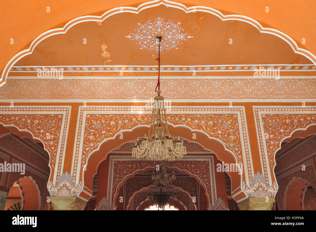 Interior of an ancient fort in Jaipur, India. Jaipur is the capital and ...
