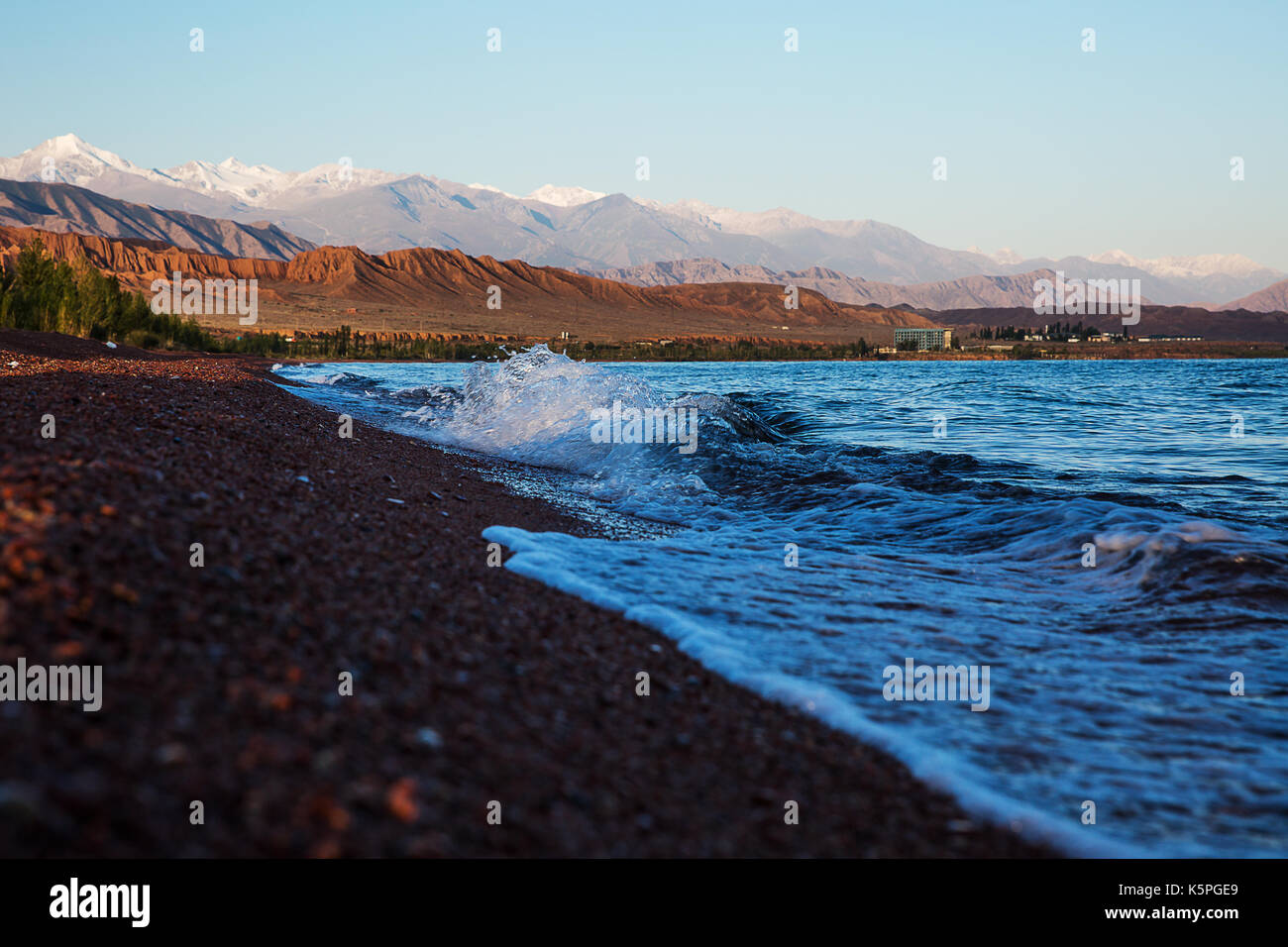Photo of the beautiful coast of the Issyk-Kul Lake . Kyrgyzstan Stock ...