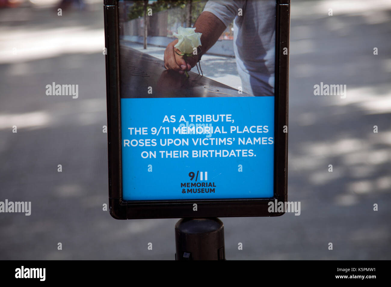 9/11 Memorial and Museum Sign at Ground Zero in New York - USA Stock ...