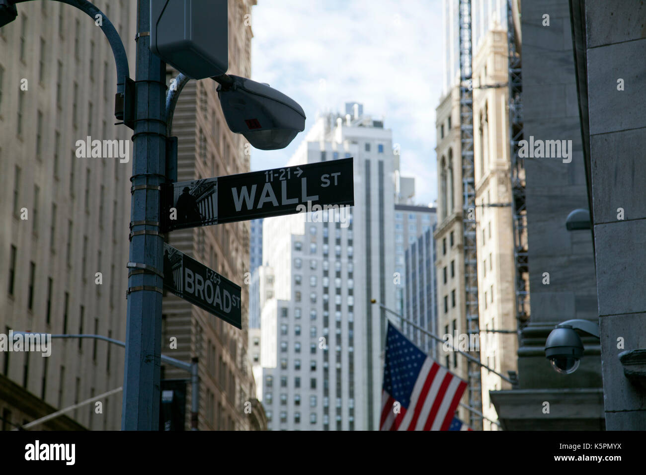 Wall St and Broad St Intersection Signs - New York - USA Stock Photo ...