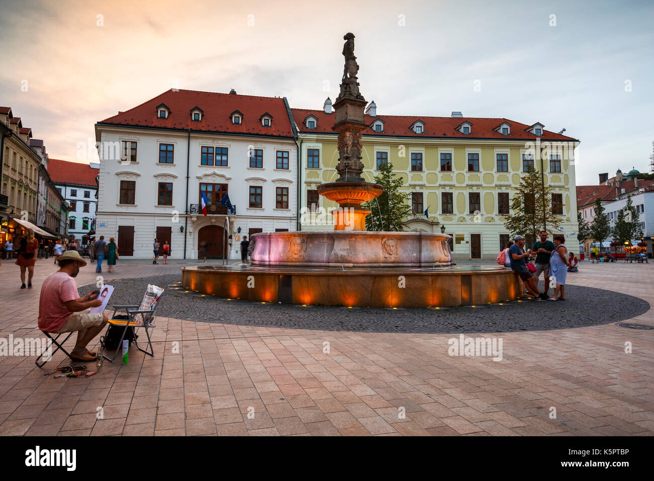 The main square of the old town in Bratislava, Slovakia Stock Photo - Alamy