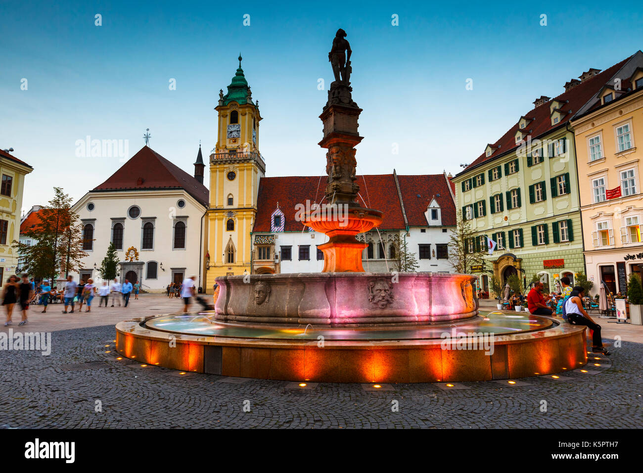 The old town hall in the main square of the old town in Bratislava ...
