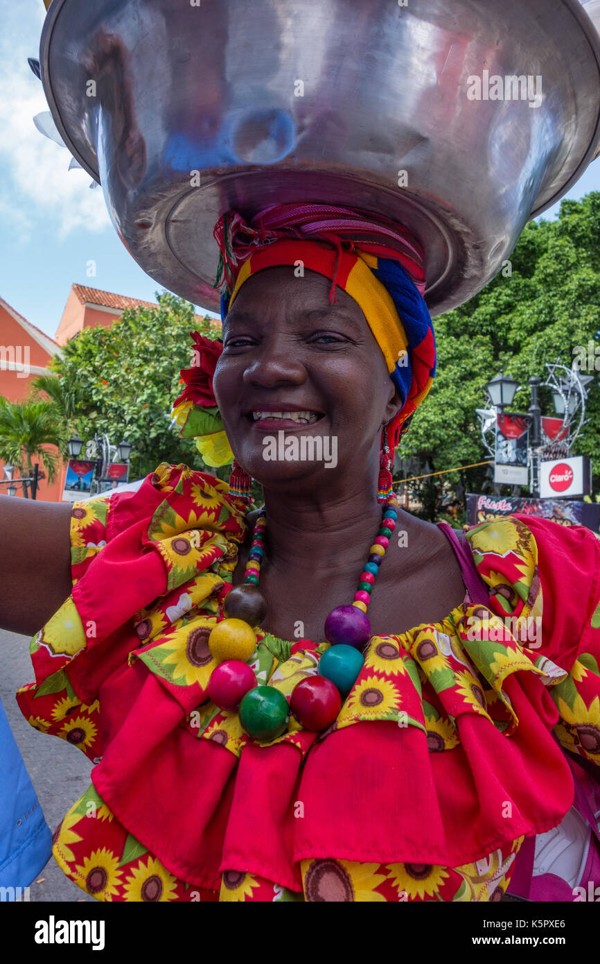Cartegena, Colombia - Dec 16, 2015: Women show off their elaborate ...
