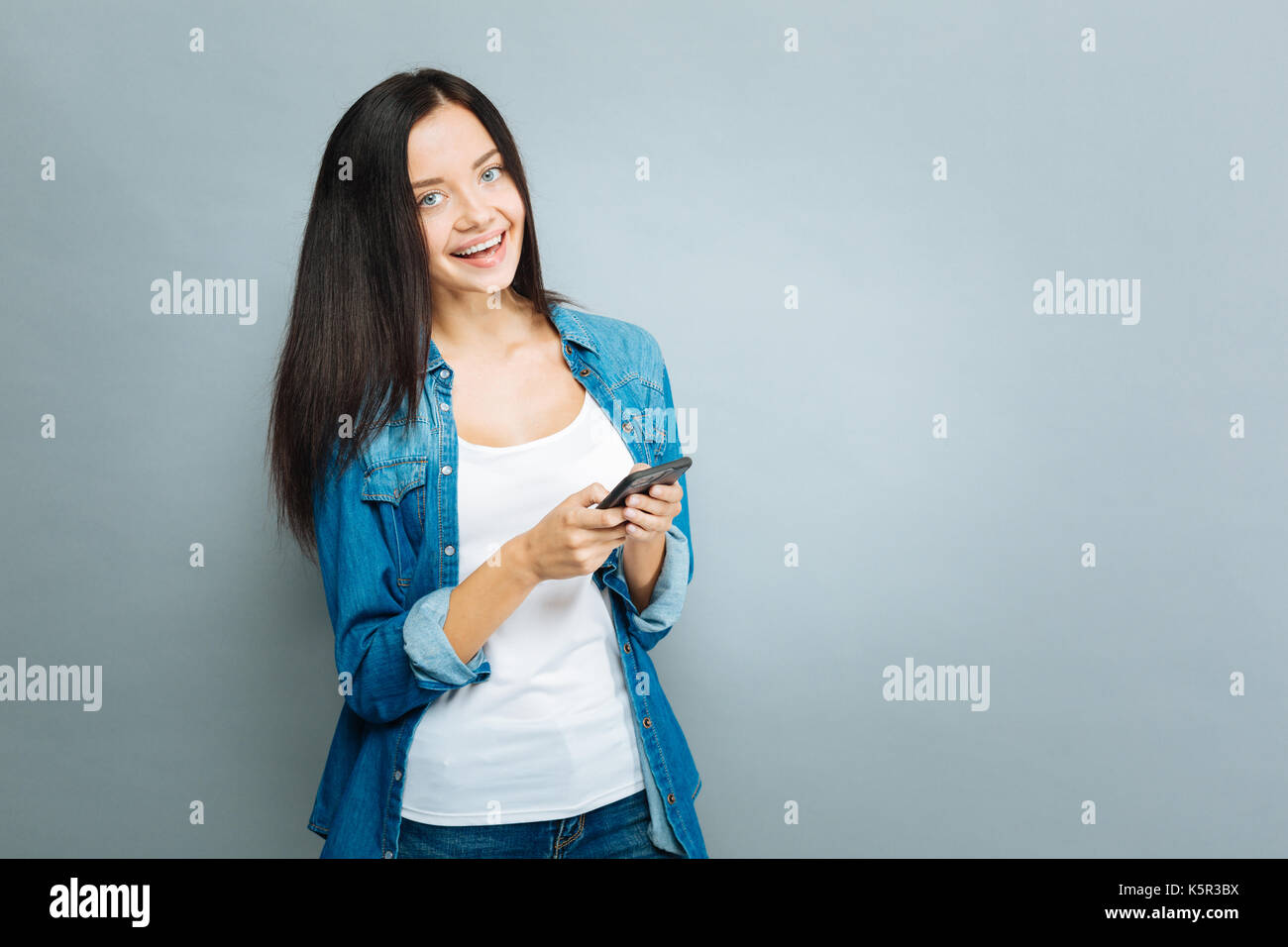 Amazing girl smiling on camera Stock Photo - Alamy