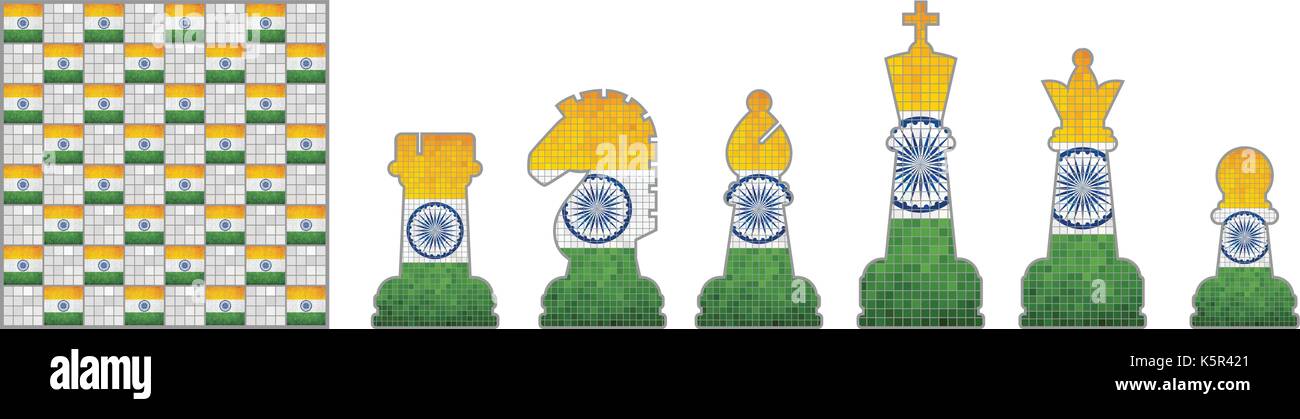 Chess pieces with India flag - Illustration, Chess Pieces Set Stock ...