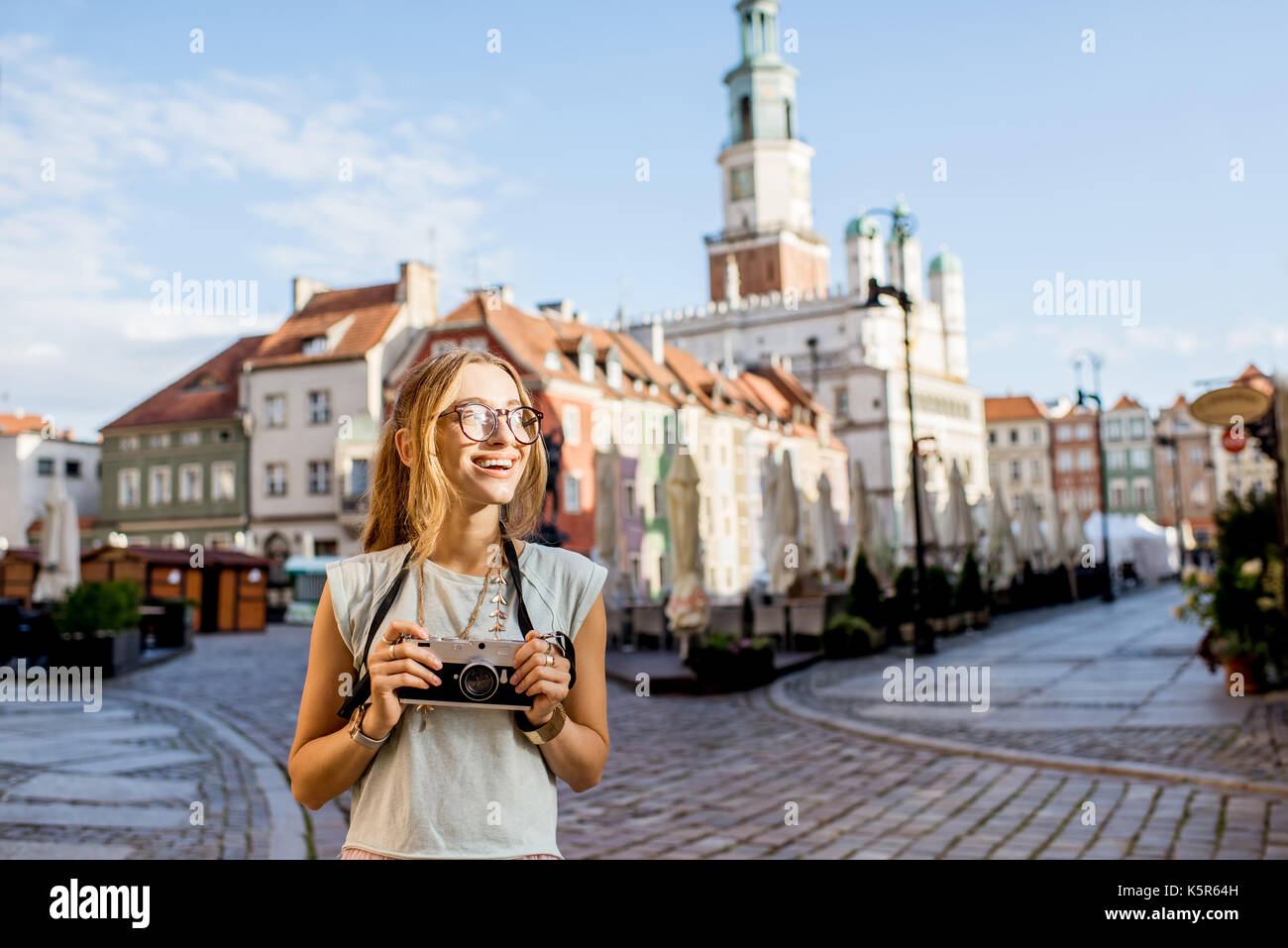 Woman traveling in Poznan, Poland Stock Photo - Alamy