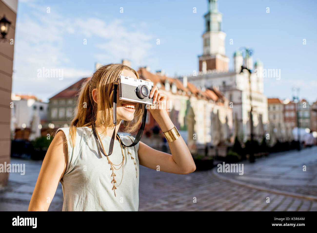 Woman traveling in Poznan, Poland Stock Photo - Alamy