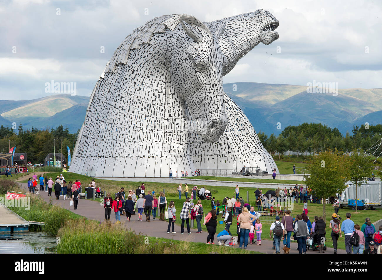 The Kelpies at The Helix Park with the Forth & Clyde canal behind by ...
